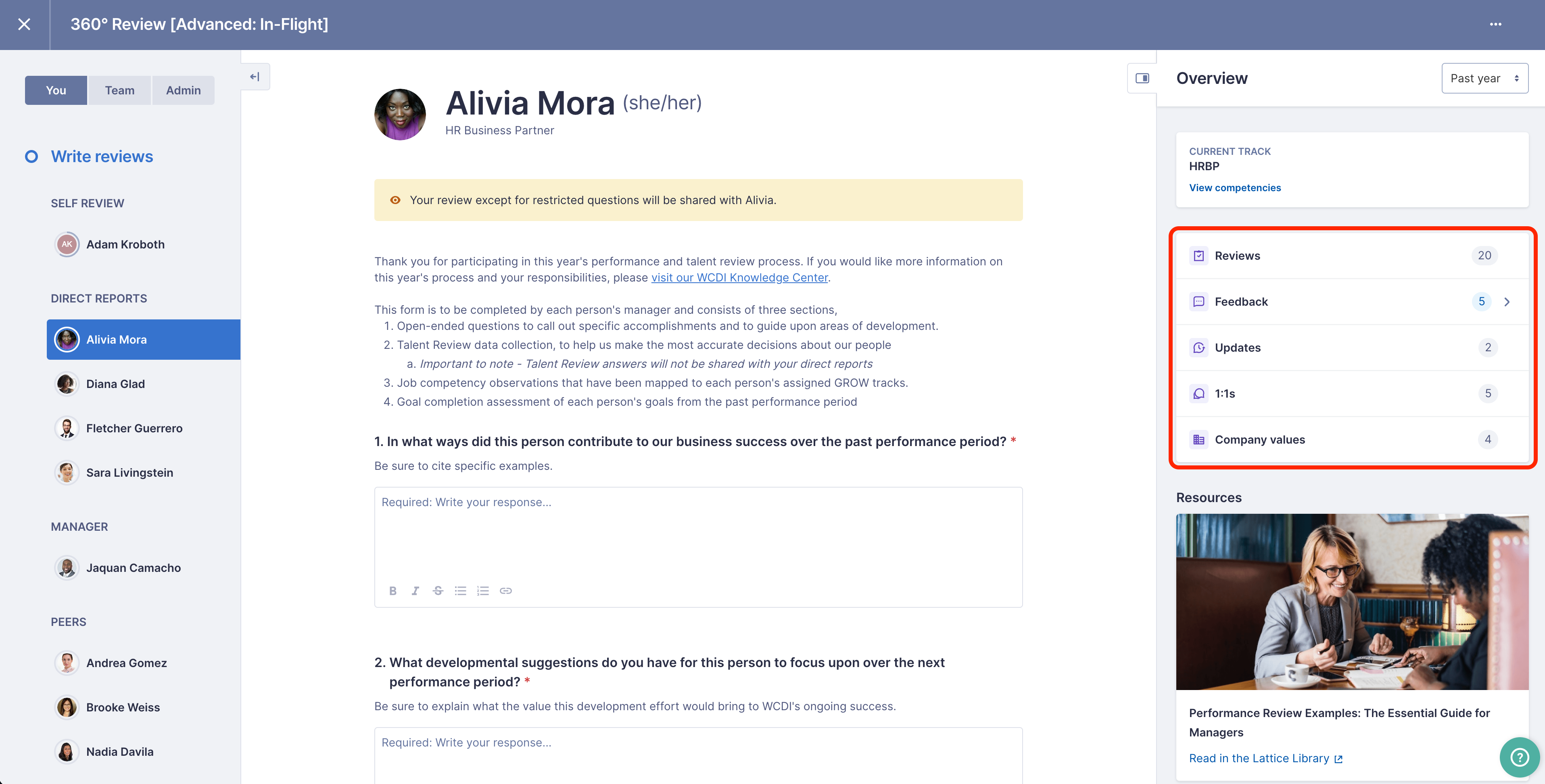 Reviews Context Panel – Lattice Help Center