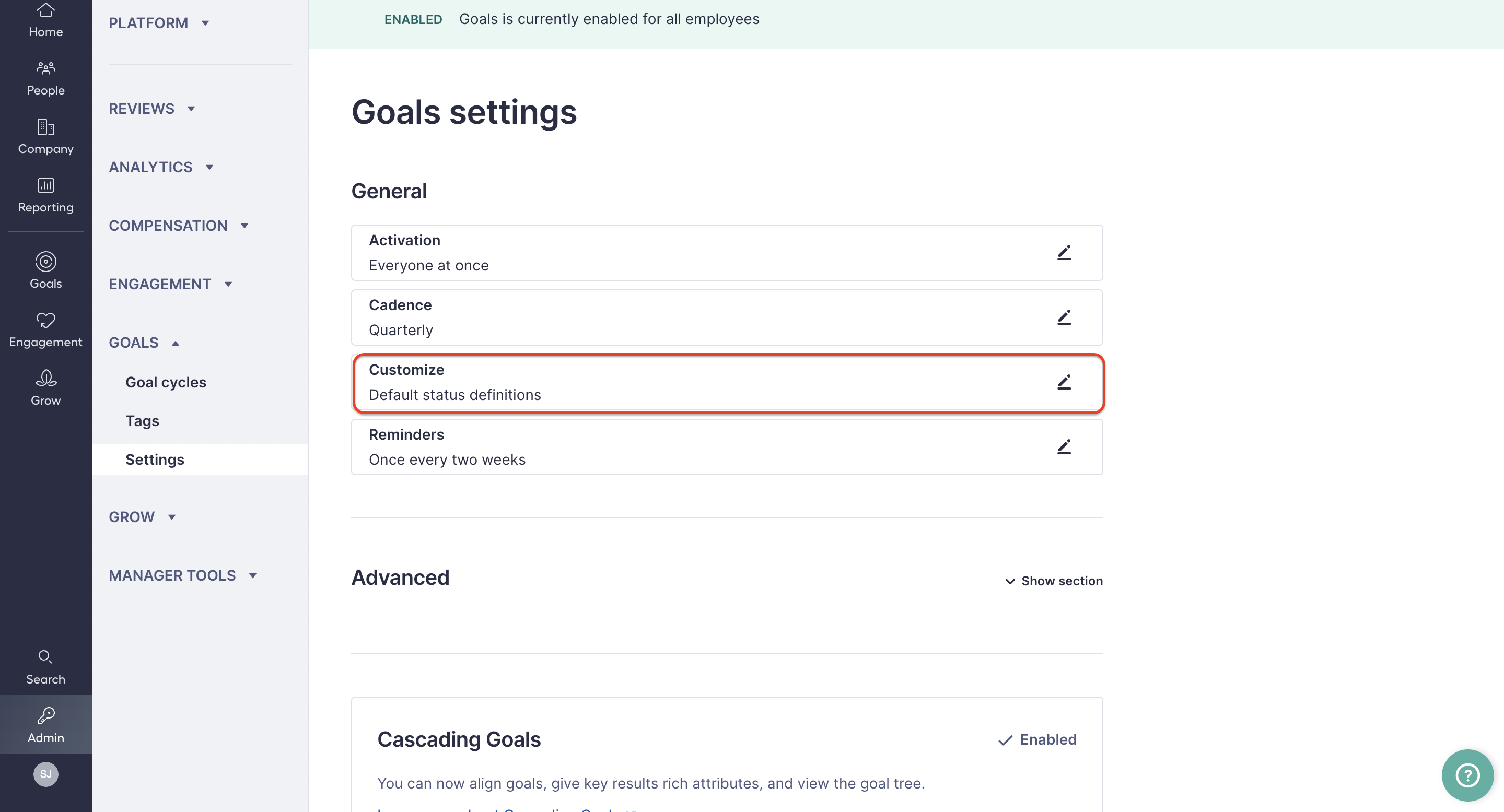 Customize Goal Status Definitions – Lattice Help Center