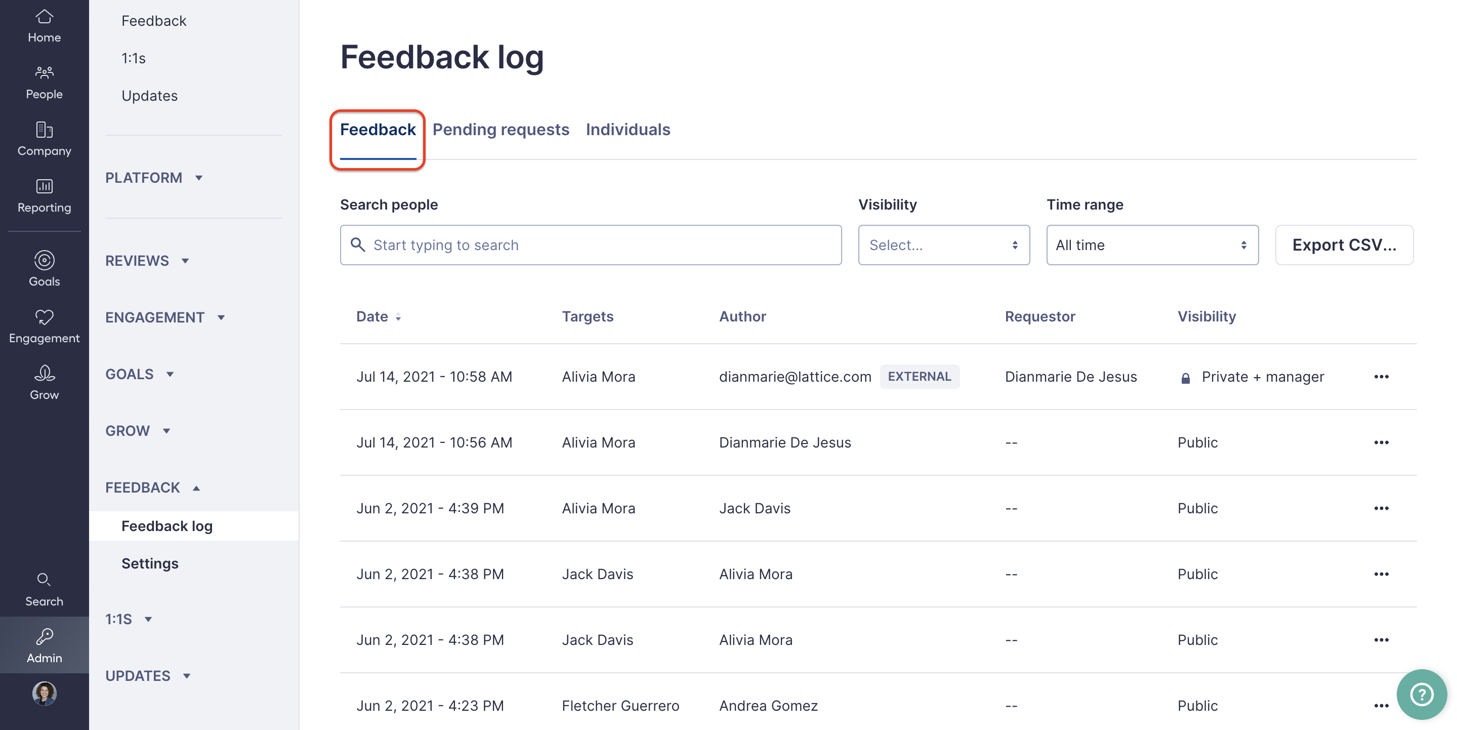 The Feedback Log – Lattice Help Center